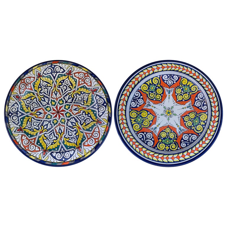 Handmade Large Ceramic Serving Decorative, Center Table Plate, Set of 2 ...