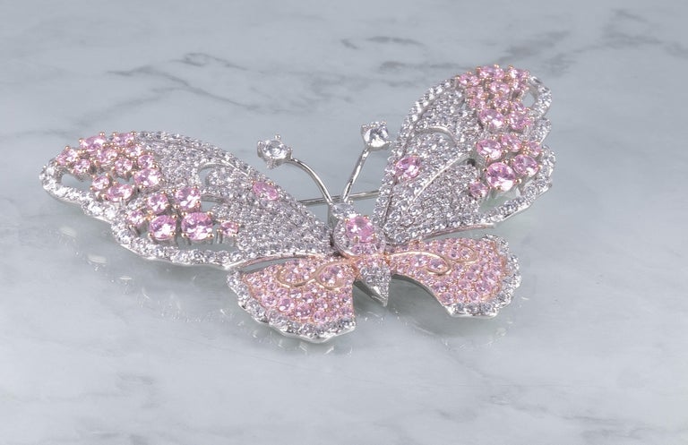 Handmade Light Pink Butterfly Brooch Incrusted With Cubic Zirconia For ...