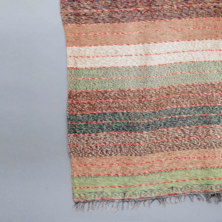 Handmade Mixed Color Cotton Wool Runner Rug at 1stDibs