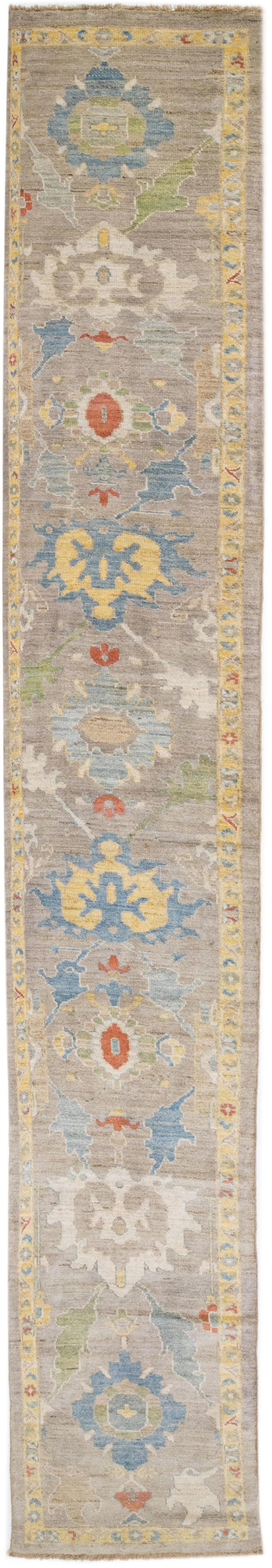 Handmade Modern Sultanabad Beige Wool Runner With Floral Design For ...