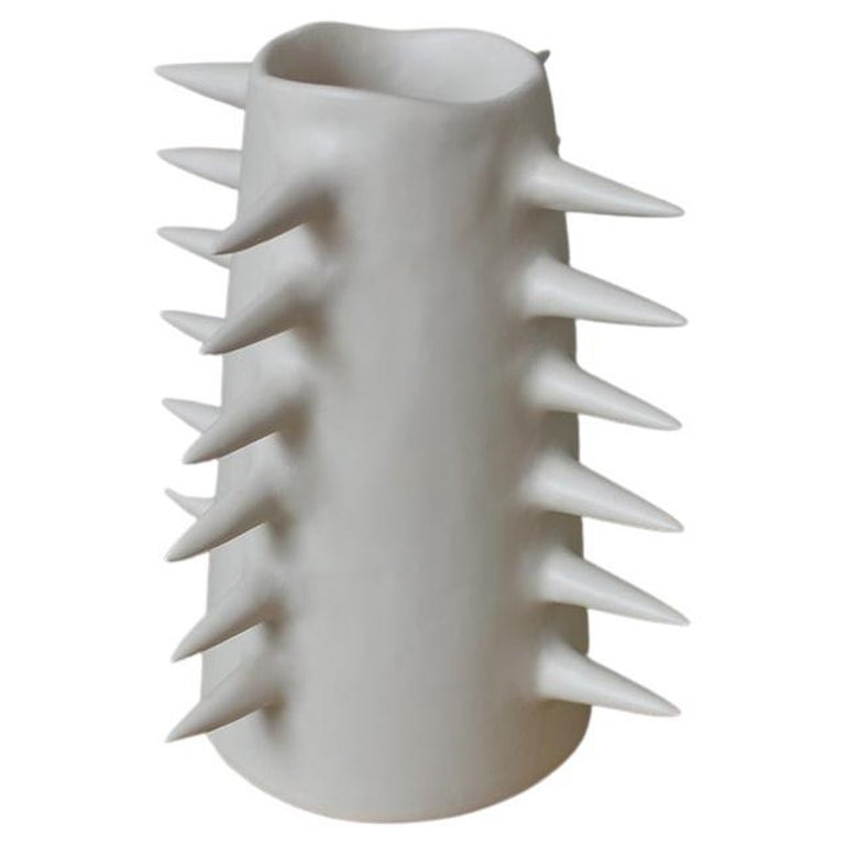 Handmade Modern White Matte Tall Ceramic Ornamental Vase with Spikes ...