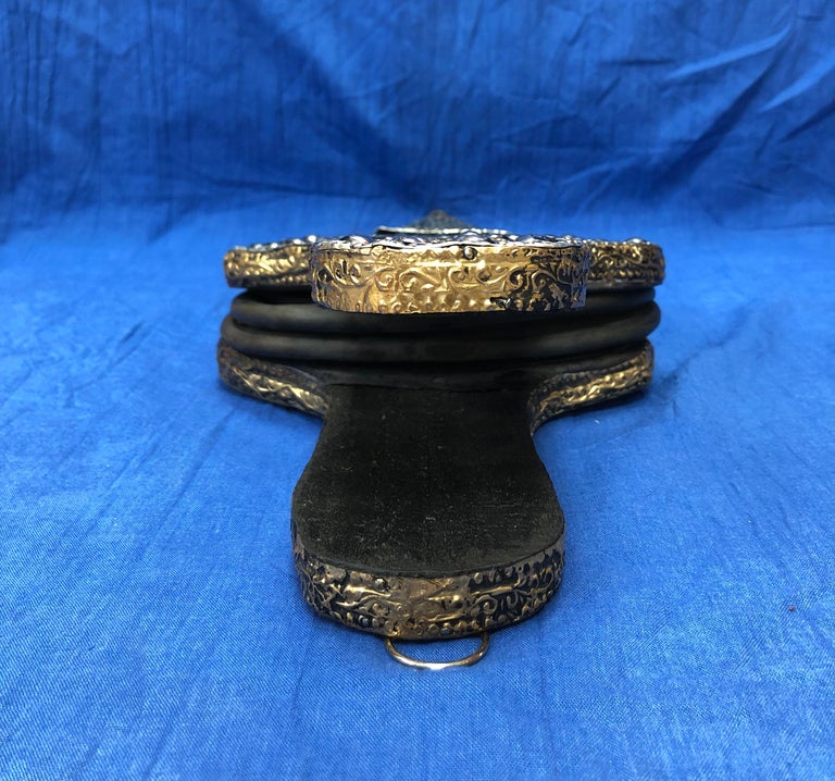 Handmade Moroccan Fireplace Billows Tool, Leather, Brass, Silver ...