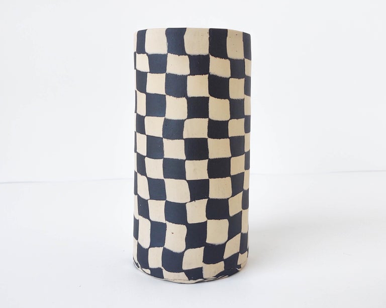 Handmade Nerikomi Black and White Checkered Ceramic Vase by Fizzy ...