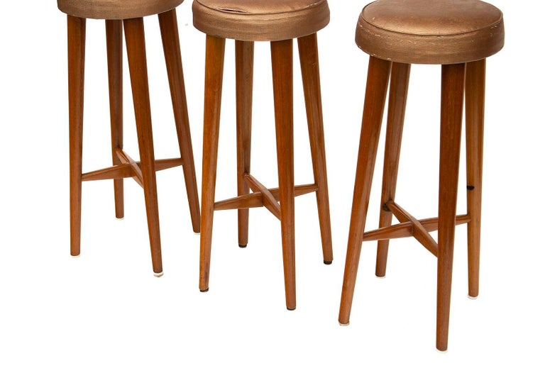 Handmade Oak Barstools with 31" H, S/3 For Sale at 1stDibs