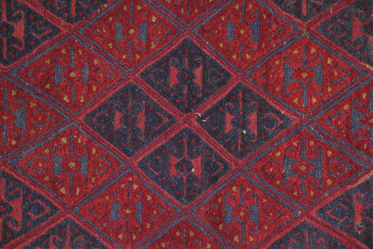 Traditional Deep Red Rugs Square Turkmen Rug Handmade Carpet Oriental ...