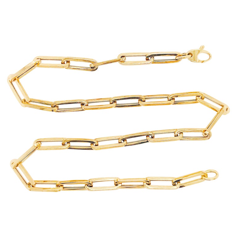 Handmade Paperclip Large Link Chain in 14 Karat Yellow Gold at 1stDibs