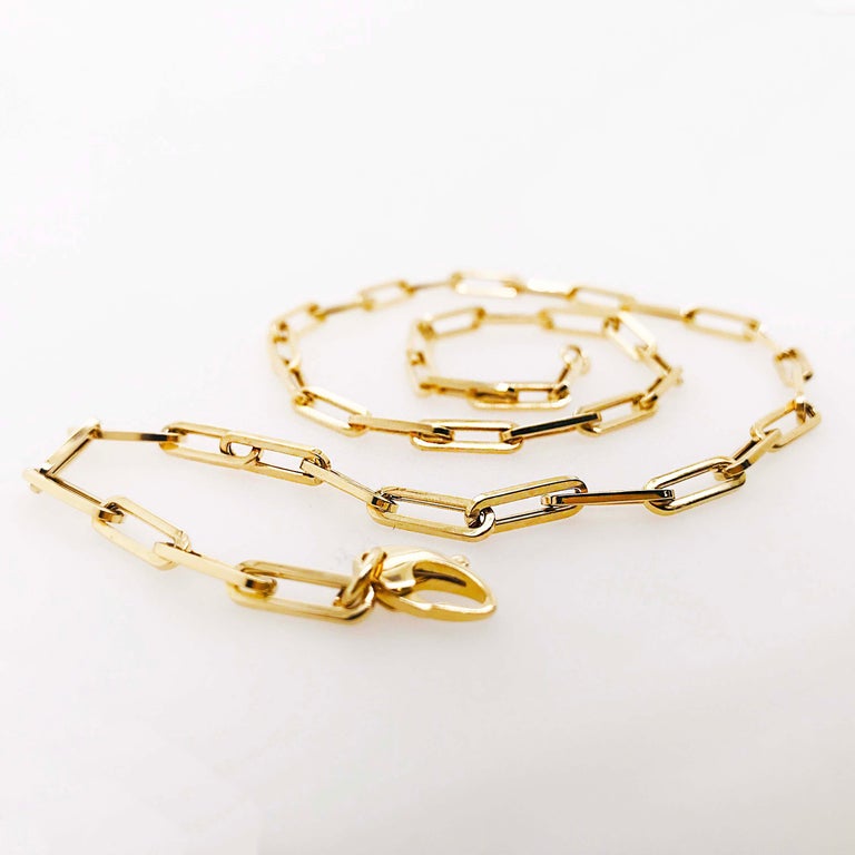 Handmade Paperclip Link Chain Necklace in 14 Karat Yellow Gold at 1stDibs