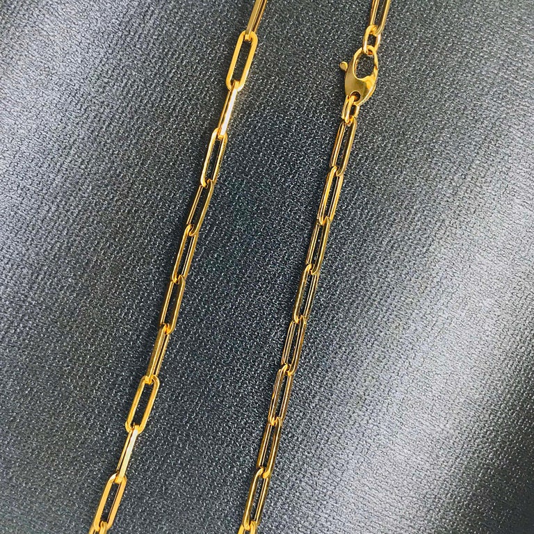 Handmade Paperclip Link Chain Necklace in 14 Karat Yellow Gold at 1stDibs