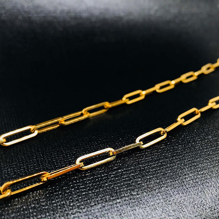 Handmade Paperclip Link Chain Necklace in 14 Karat Yellow Gold at 1stDibs