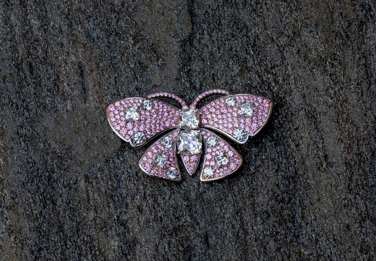 Handmade Pink Butterfly Brooch For Sale at 1stDibs