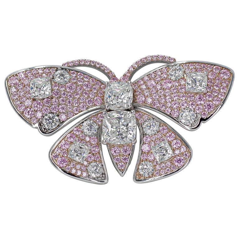 Handmade Pink Butterfly Brooch For Sale at 1stDibs