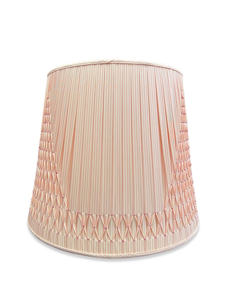 Handmade Pink Stripped Pleated Lamp Shade with Diamond Pattern For Sale ...