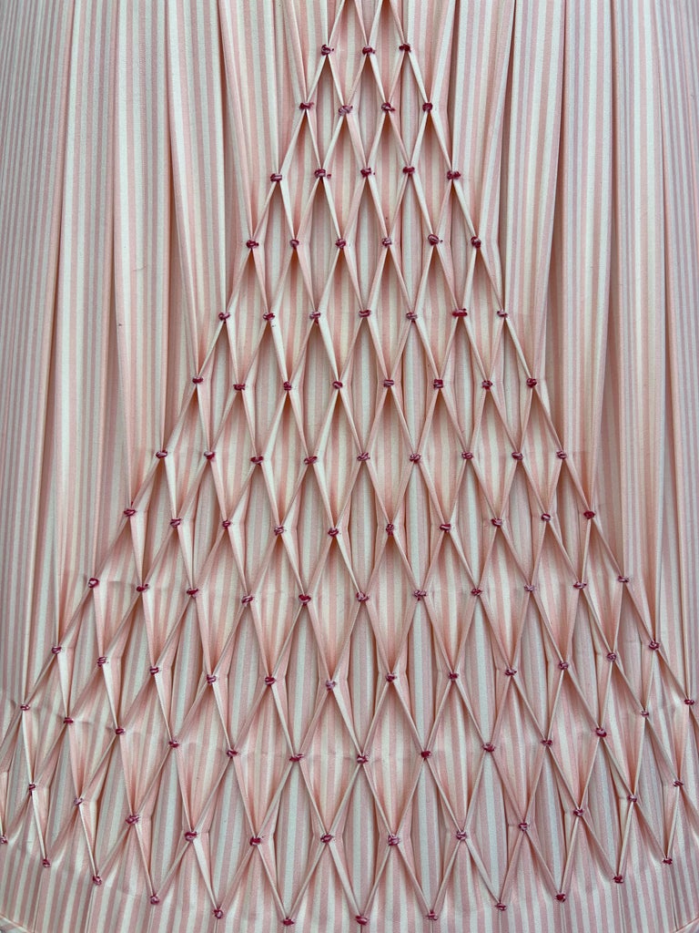 Handmade Pink Stripped Pleated Lamp Shade with Diamond Pattern For Sale ...