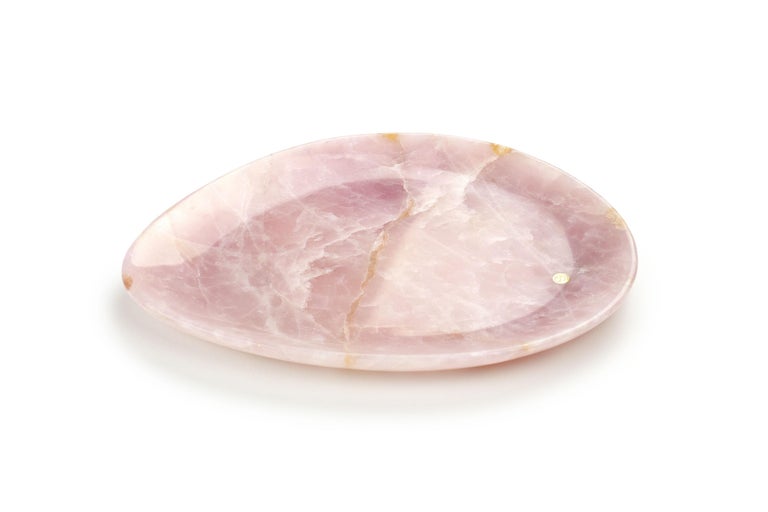 Plate Platter Serveware Solid Rose Quartz Marble Hand-carved ...