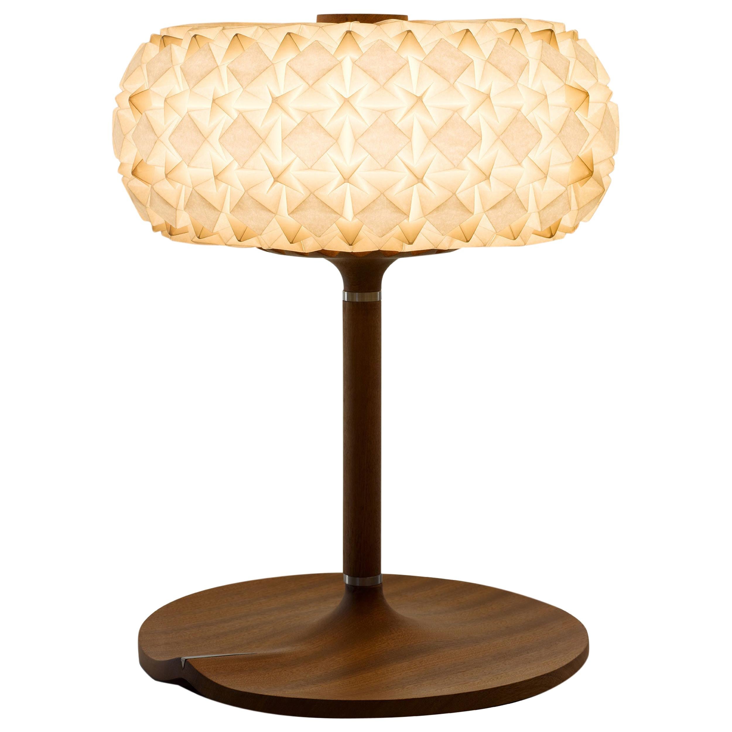 Origami Paper and Mahogany "96 Molecules" Tall Table Lamp by Aqua ...