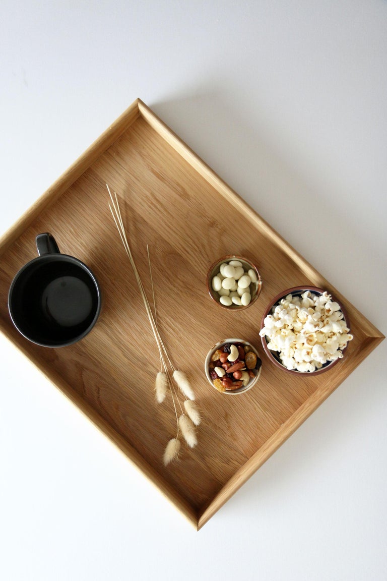 Small Handmade Rectangular Oak Serving Tray 45 x 35cm For Sale at 1stDibs