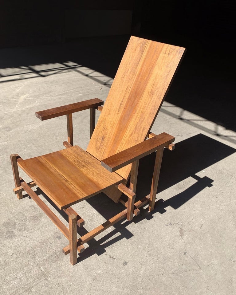 Handmade Red and Blue Chair designed by Gerrit Rietveld For Sale at 1stDibs