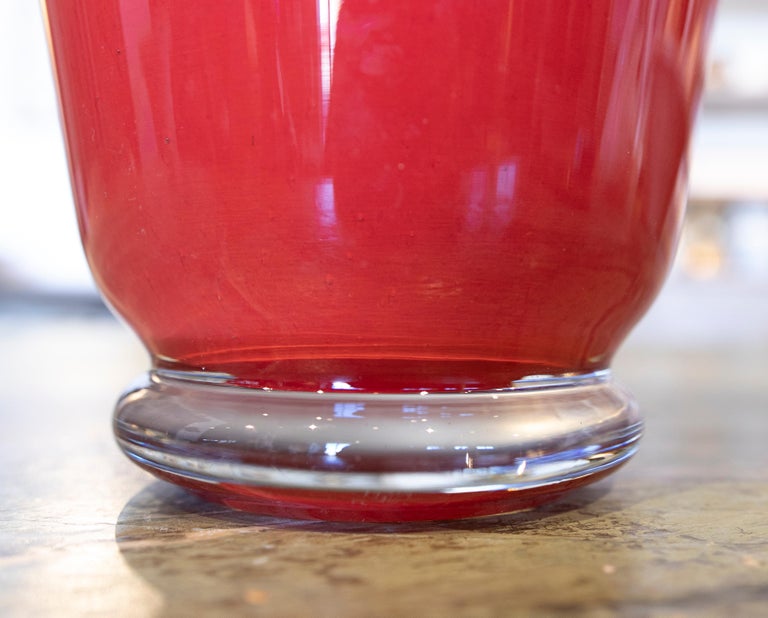 Handmade Red Glass Vase Signed by Henry Dean For Sale at 1stDibs