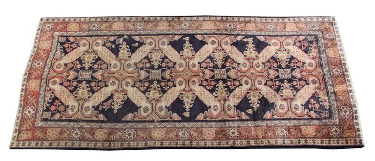 Rust Blue Runner Rug Long Handmade Traditional Oriental Wool Carpet For ...