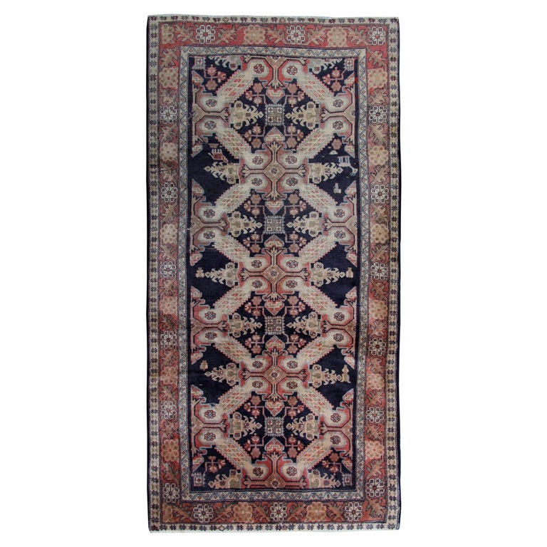 Rust Blue Runner Rug Long Handmade Traditional Oriental Wool Carpet For ...