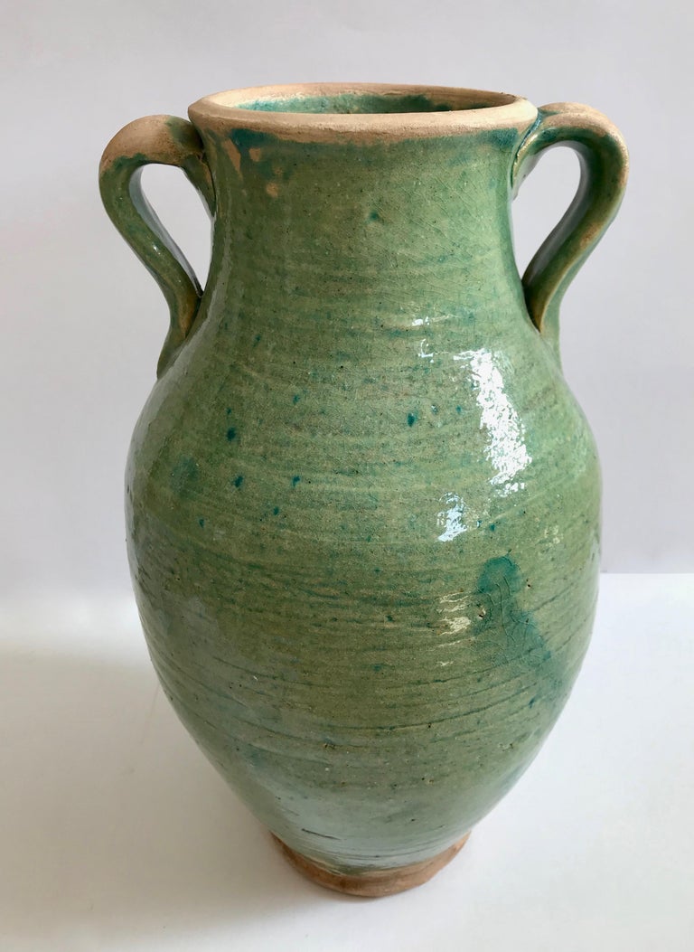 Handmade Rustic Farmhouse Blue-Green Glazed Terracotta Clay Pot Jar For ...
