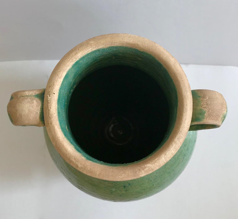 Handmade Rustic Farmhouse Blue-Green Glazed Terracotta Clay Pot Jar For ...