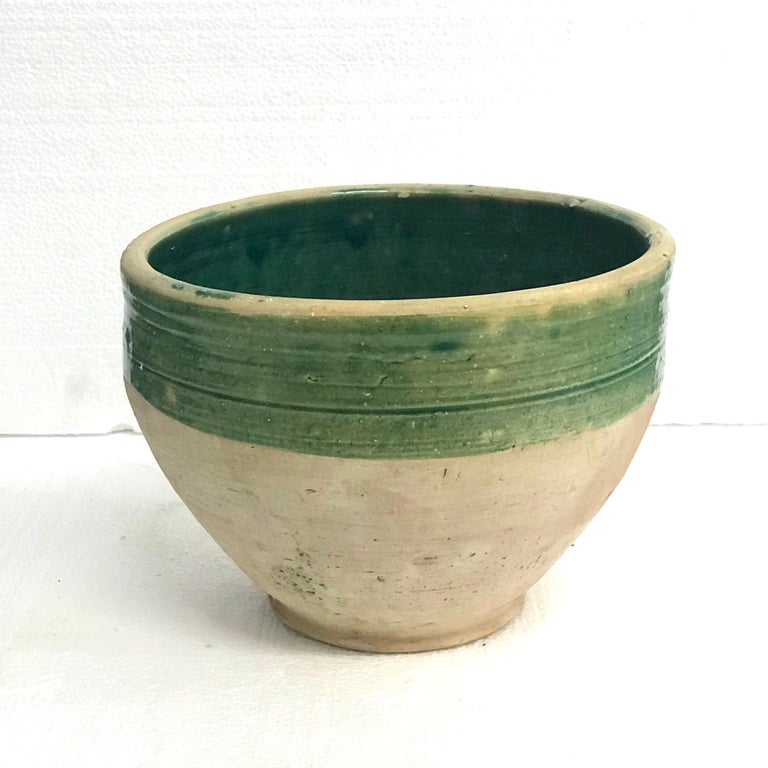 Handmade Rustic Farmhouse Blue-Green Glazed Terracotta Large Bowl ...
