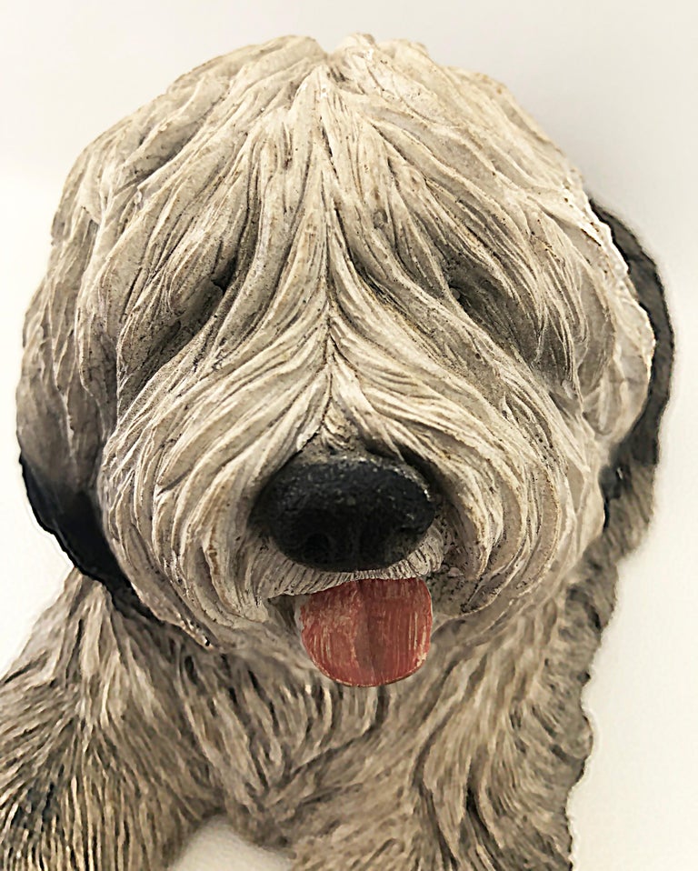 Handmade Sandicast Old English Sheepdog Sculpture, Signed Sandra Brue ...