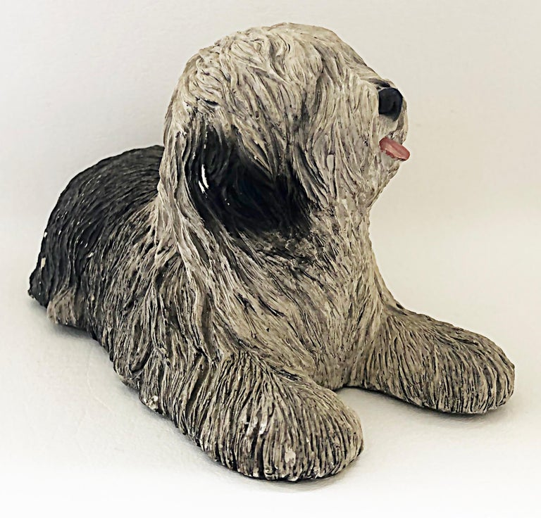 Handmade Sandicast Old English Sheepdog Sculpture, Signed Sandra Brue ...