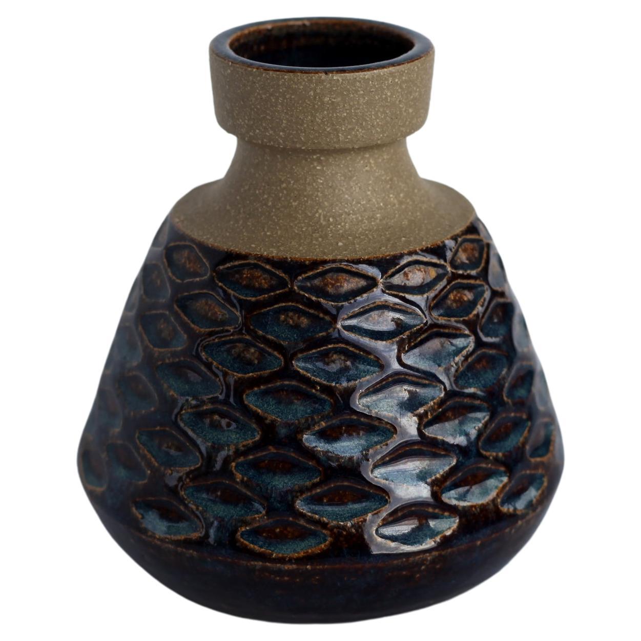 Large Danish Ceramic Vase in Blue Glaze by Einar Johansen for Søholm ...