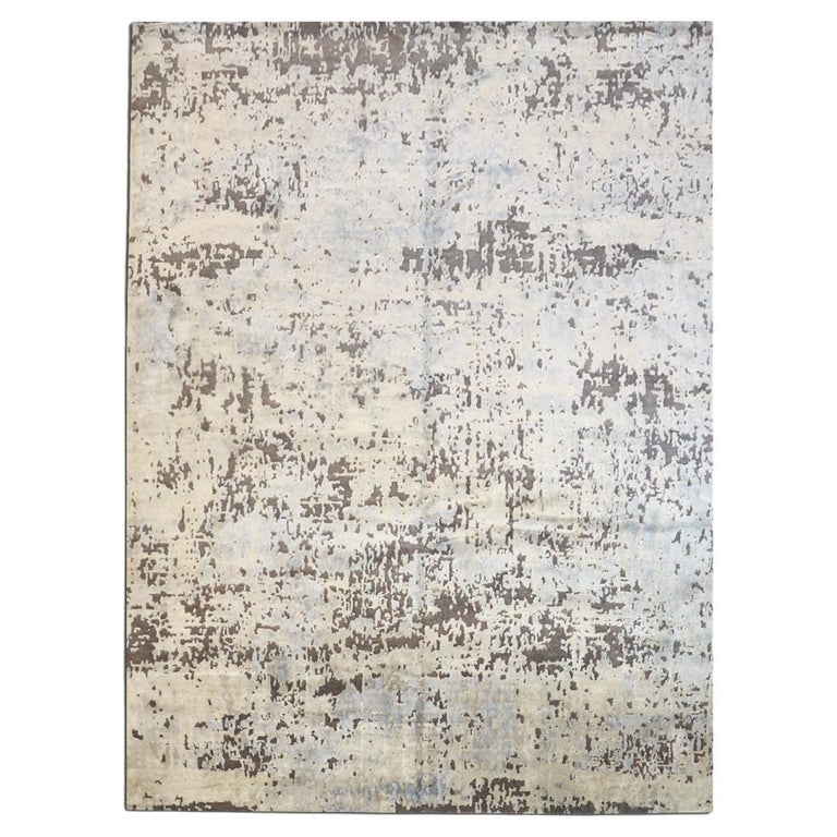 Handmade Silk and Wool Abstract Contemporary Rug For Sale at 1stDibs