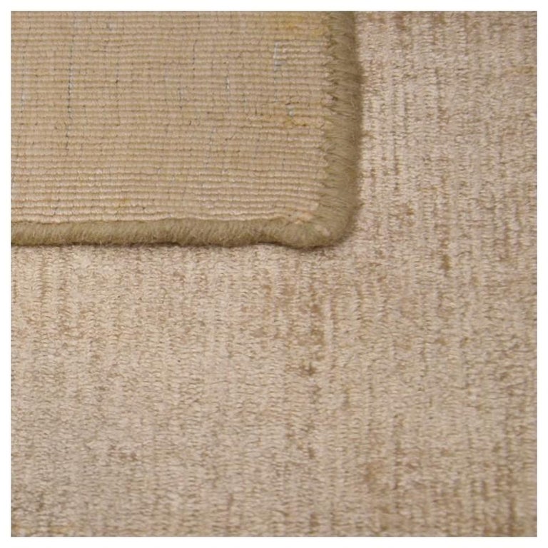 Handmade Smooth Beige Color in Silk Rug For Sale at 1stDibs