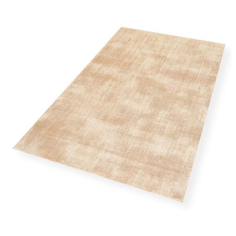 Handmade Smooth Beige Color in Silk Rug For Sale at 1stDibs
