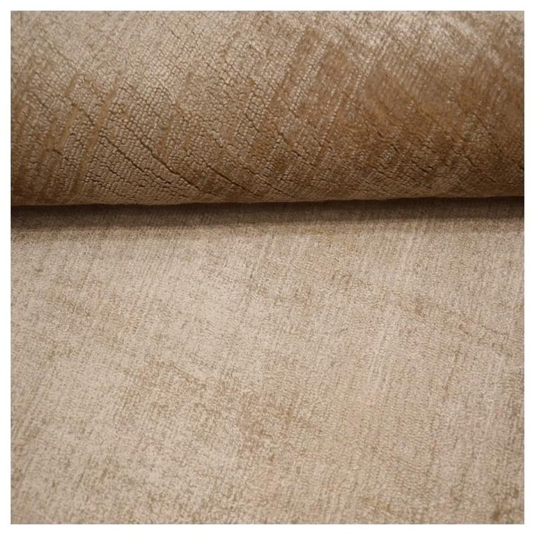 Handmade Smooth Beige Color in Silk Rug For Sale at 1stDibs