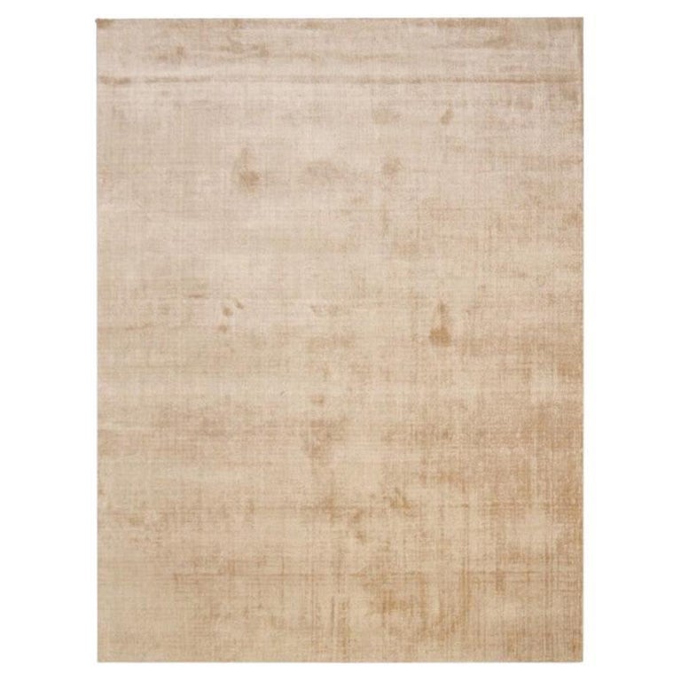 Handmade Smooth Beige Color in Silk Rug For Sale at 1stDibs