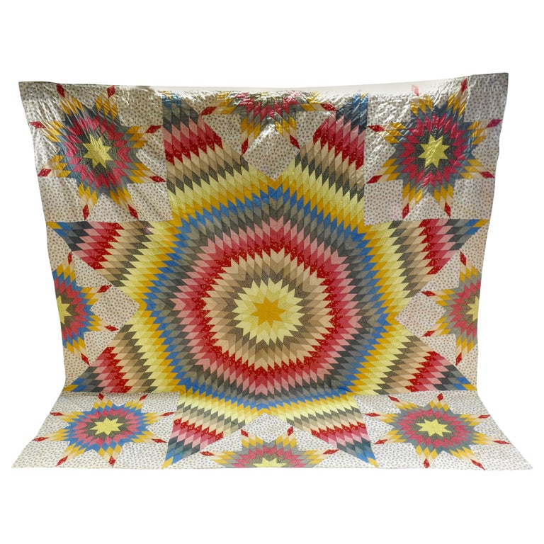 Handmade Star Quilt Vintage For Sale at 1stDibs