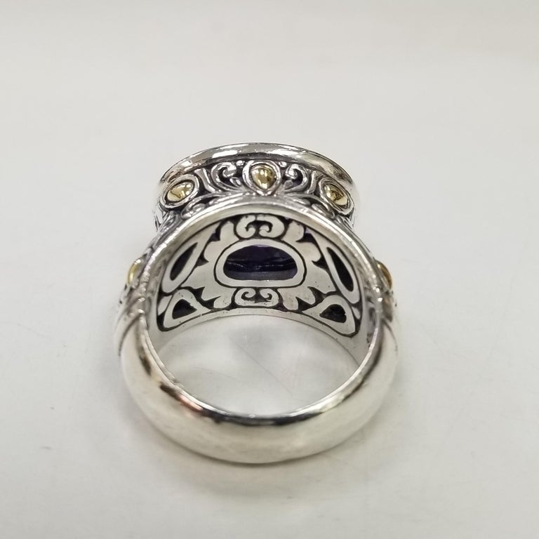 Handmade Sterling Silver and 18k accents Bezel set Amethyst Ring For ...