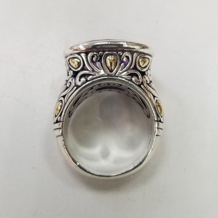 Handmade Sterling Silver and 18k accents Bezel set Amethyst Ring For ...