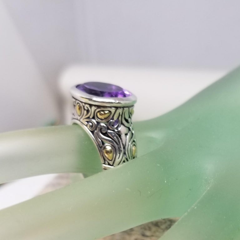 Handmade Sterling Silver and 18k accents Bezel set Amethyst Ring For ...