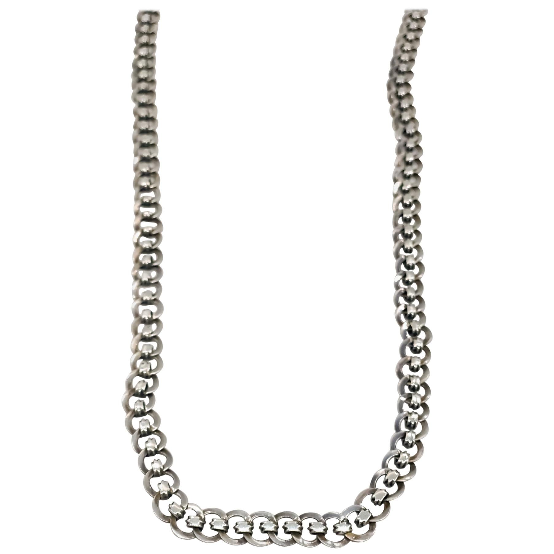 Superb Antique Sterling Silver Filigree 60-inch Chain at 1stDibs
