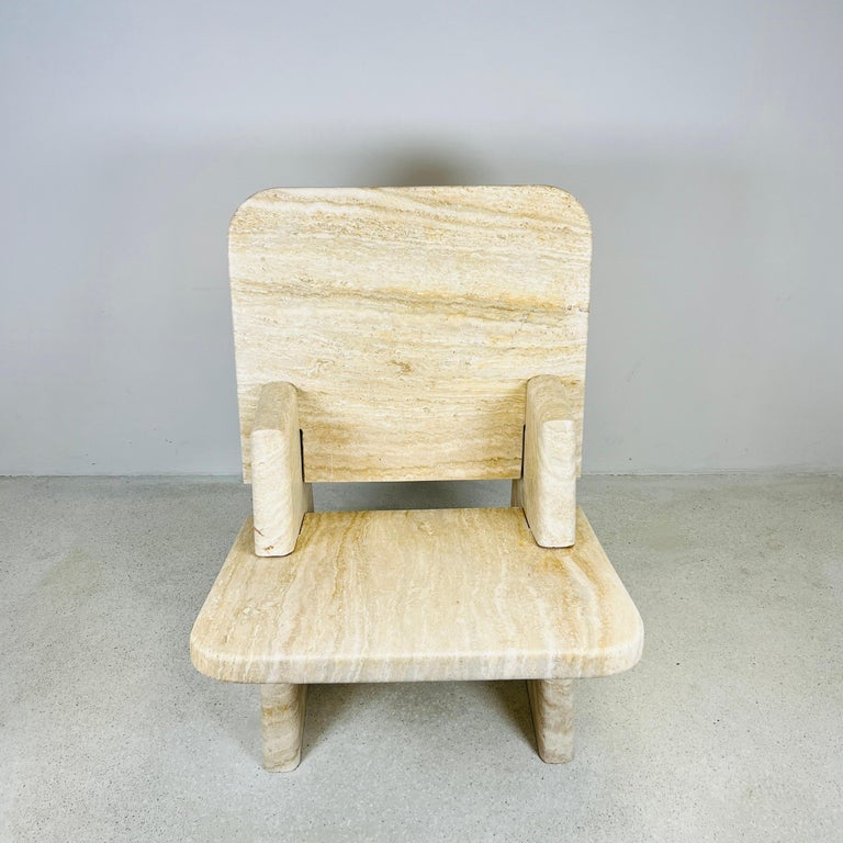 Handmade Travertine Throne Chair For Sale at 1stDibs