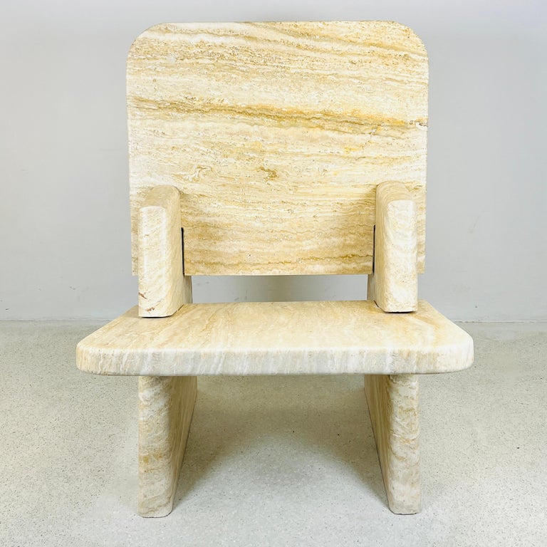 Handmade Travertine Throne Chair For Sale at 1stDibs