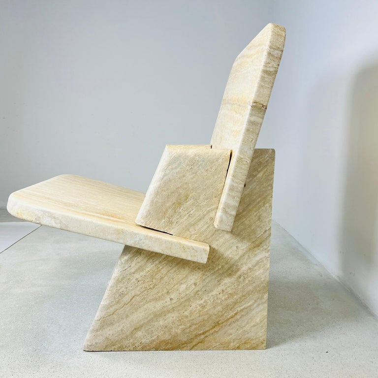Handmade Travertine Throne Chair For Sale at 1stDibs