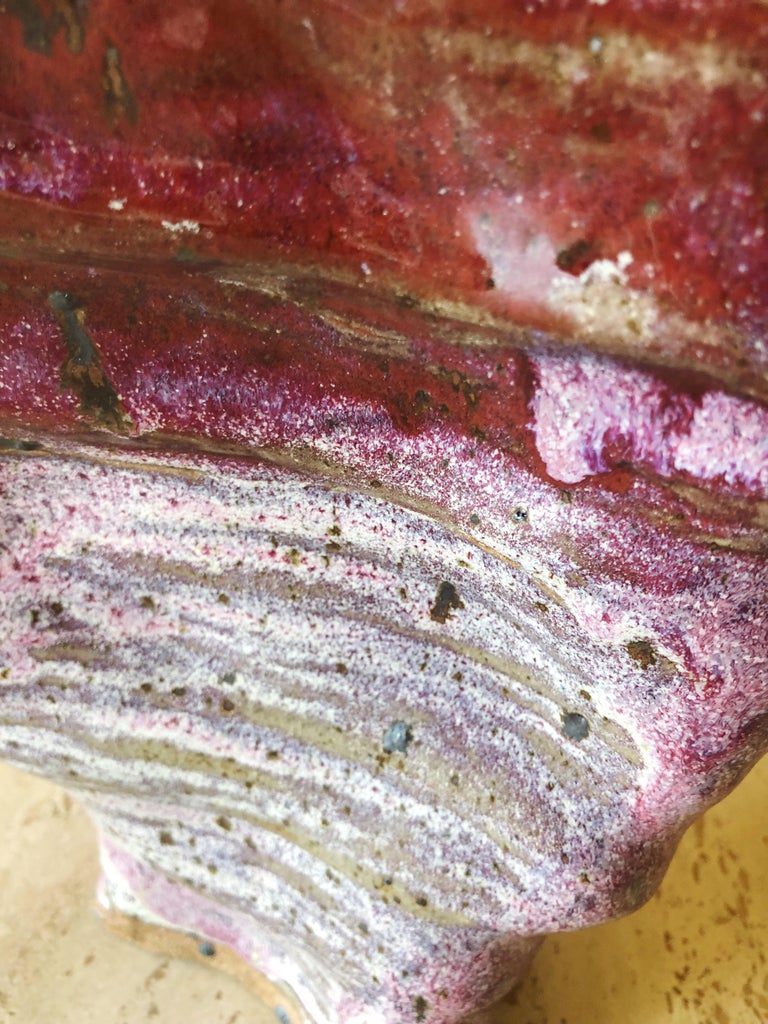 Handmade Triangular Pottery Vase in Amethyst Purple For Sale at 1stDibs