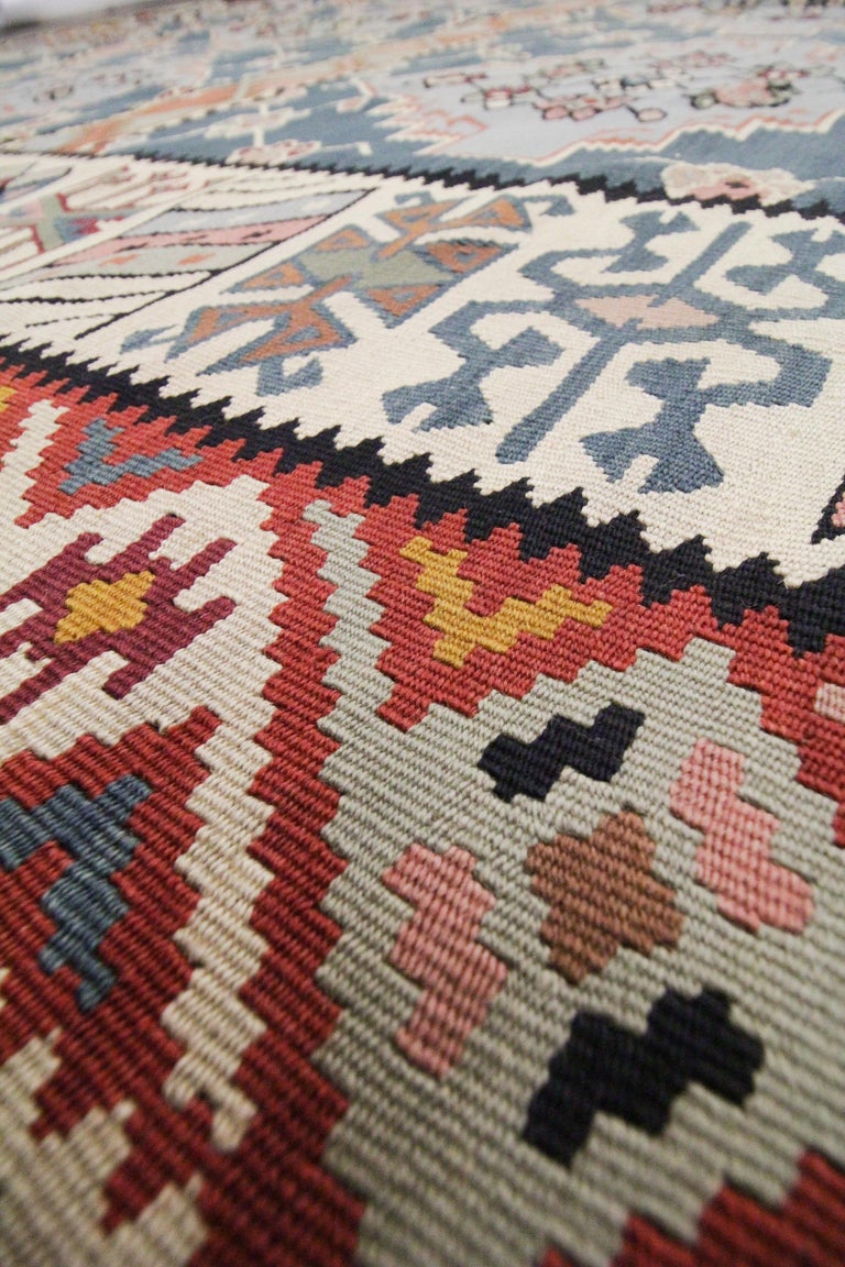 Handmade Turkish Antique Kilim Rug Traditional Flat Woven Wool Carpet ...