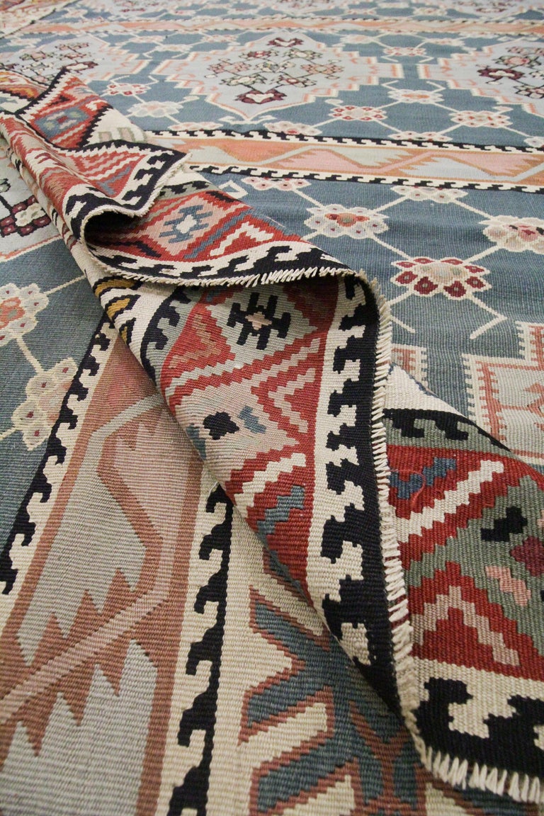 Handmade Turkish Antique Kilim Rug Traditional Flat Woven Wool Carpet ...
