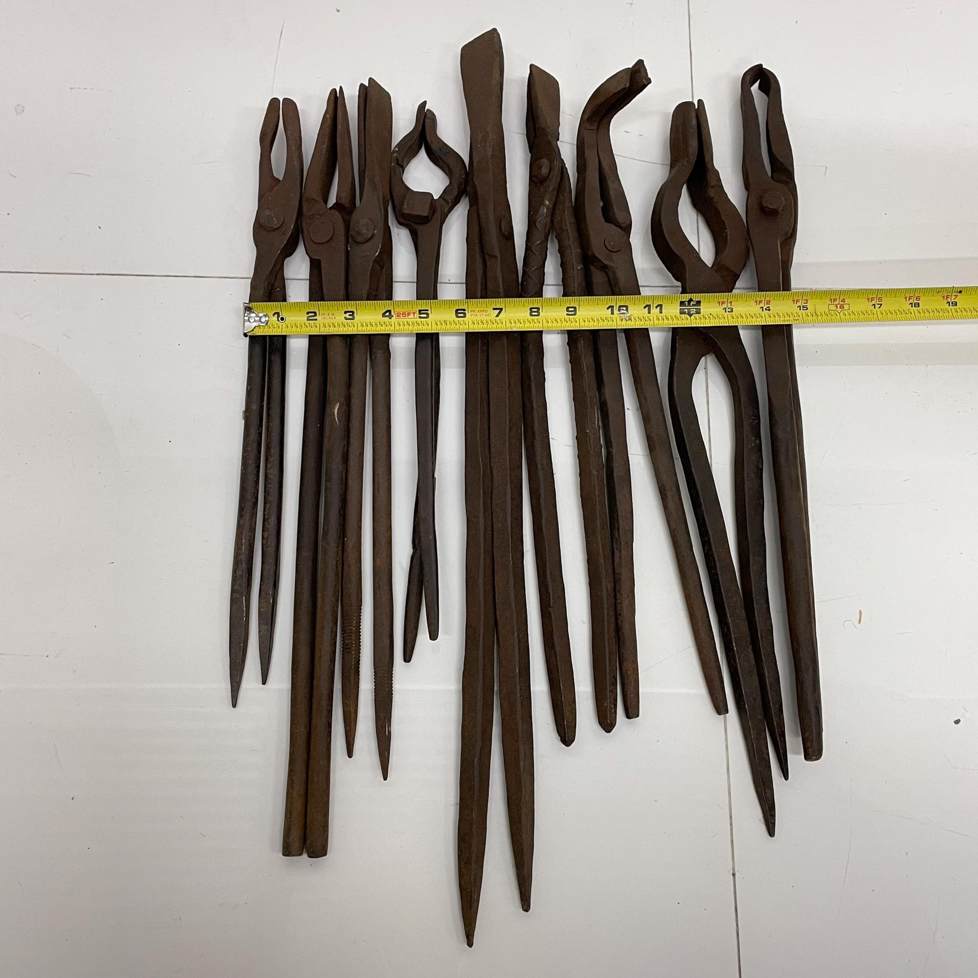 Handmade Unique Set of 9 Antique Iron Worker Tools Blacksmith Forged ...