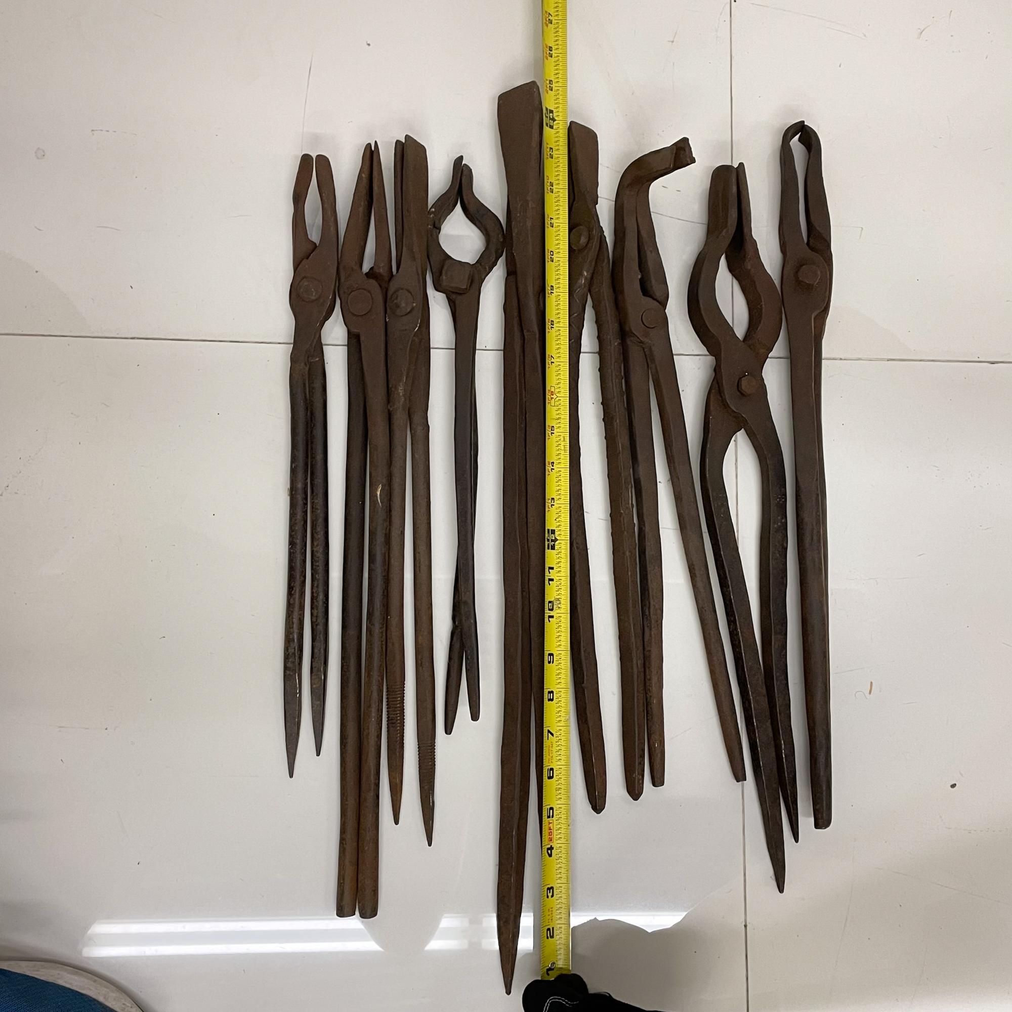 Handmade Unique Set of 9 Antique Iron Worker Tools Blacksmith Forged ...