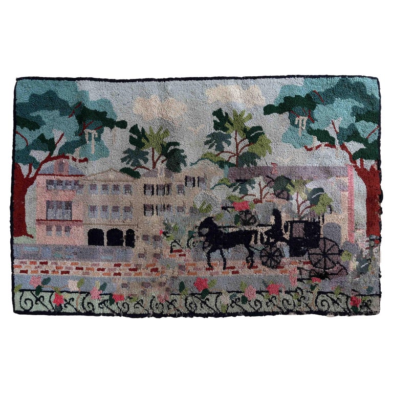 Handmade Vintage American Hooked Rug, 1940s, 1C982 For Sale at 1stDibs
