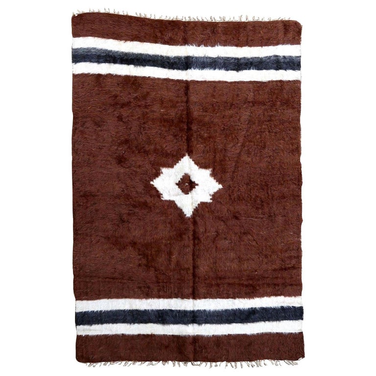 Handmade Vintage Angora Rug, 1950s, 1P74 For Sale at 1stDibs